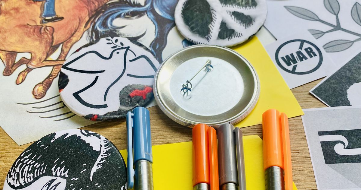 Peace, Love and Protest Badges | Corban Estate Arts Centre